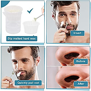 Keethem 120g Nose Wax Kit, Nose Wax with 40 White Applicators, Nose Hair Wax Painless Nose Hair Removal at Least 20 Times Usage, Nose Hair Waxing Kit for Men and Women with 20 Mustache Guards, 20pcs Paper Cup, 10pcs wooden sticks