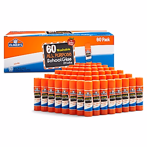 Elmer's All Purpose School Glue Sticks, Washable, 7g, 60 Count