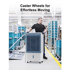 Uthfy Evaporative Air Cooler, 6000 CFM Swamp Cooler with 13.5 Gallon Water Reservoir, 120°Oscillation Portable Air Cooler with Remote Control, 12H Timer, 3 Wind Speeds for Outdoor Indoor Use