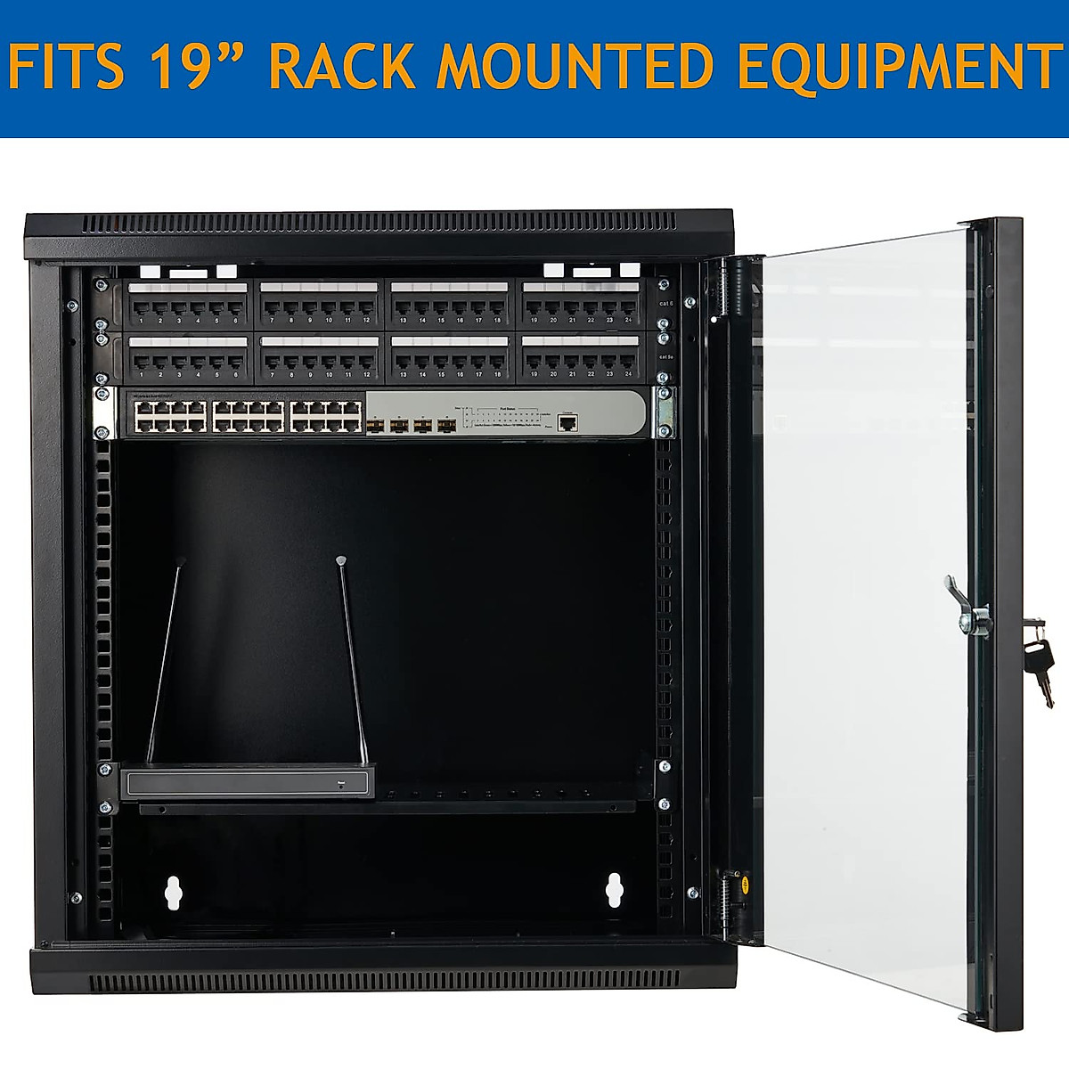 6U Wall Mount Server Cabinet Network Rack Enclosure Locking Glass Door by Tedgetal
