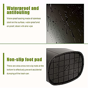 HHS Stainless Steel Kitchen Trash Can Bathroom Bedroom Office Waste Bin with Lid Automatic Sensor Touch Free Garbage Can 13 Gallon 50L, (Black), 11.37 x 16.1 x 25.31 inches (1350R)