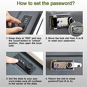 Real Paper Transfer Book Safe, Hollow with Secret Hidden Compartment, Combination Lock, 8.7"×6"×2" (Alice-Combination)