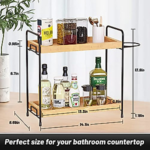 sitanes Bathroom Organizer Countertop, 2-Tier Wooden Counter Organizer for Bathroom, No Drilling Vanity Organizer for Makeup Cosmetic Perfume Skincare, Counter Shelf for Bathroom Kitchen Dresser Top
