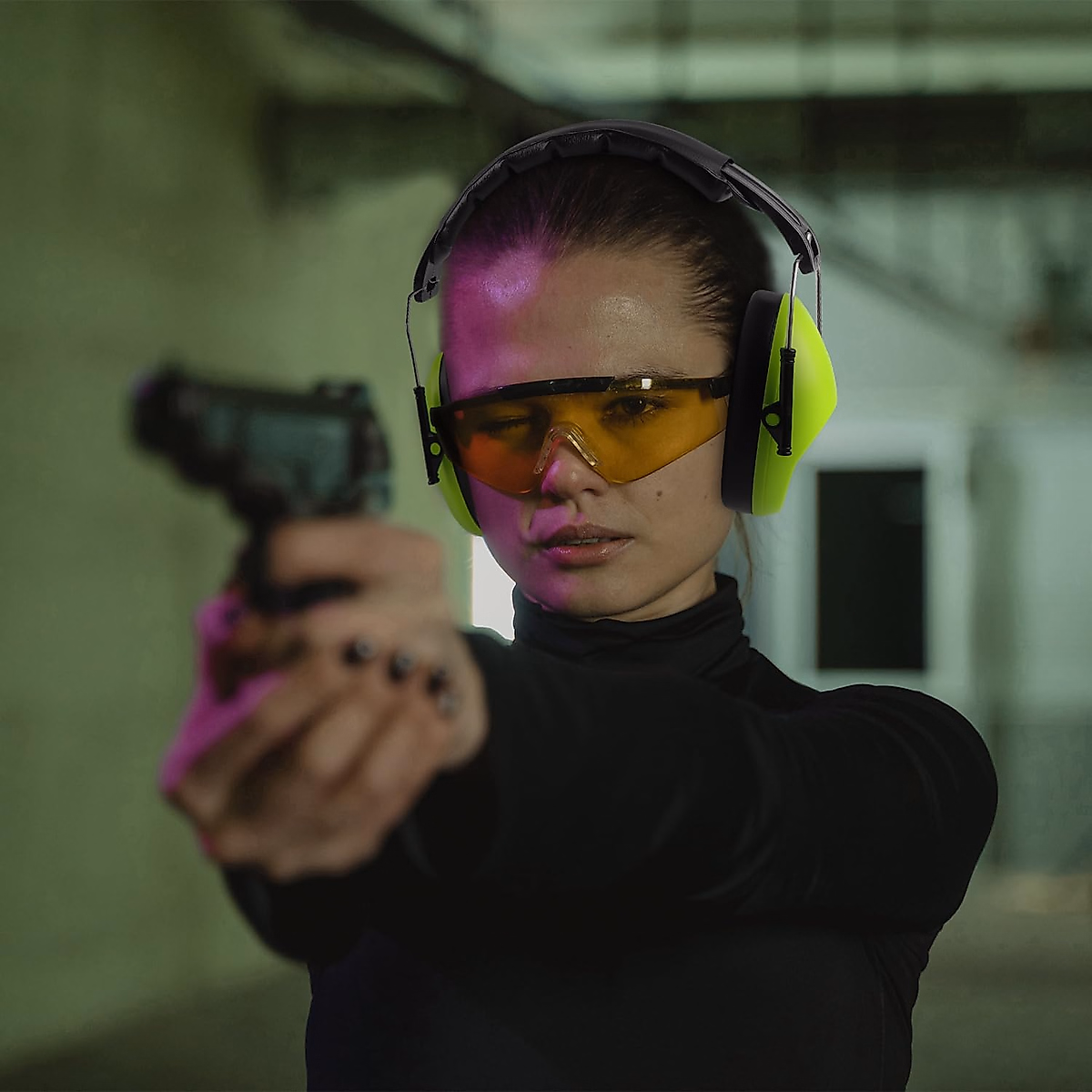 HEARMOR Safety Ear Protection Ear Muffs, Noise Cancelling Earmuffs for Tactical, Shooting Gun Range and Hunting, Fluorescent Green