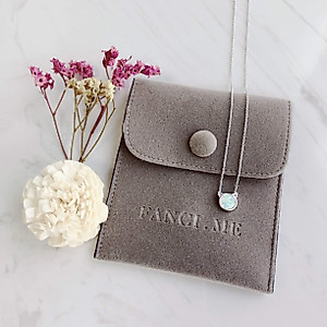 FANCIME Sterling Silver Cat Necklace White Created Opal Cat Pendant Cute Necklace Small Animal Jewerly For Women 18"