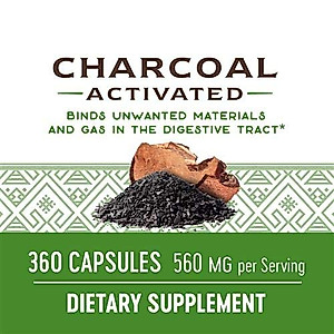 Nature's Way Activated Charcoal, Binds Unwanted Materials and Gas*, 560mg per Serving, 360 Capsules