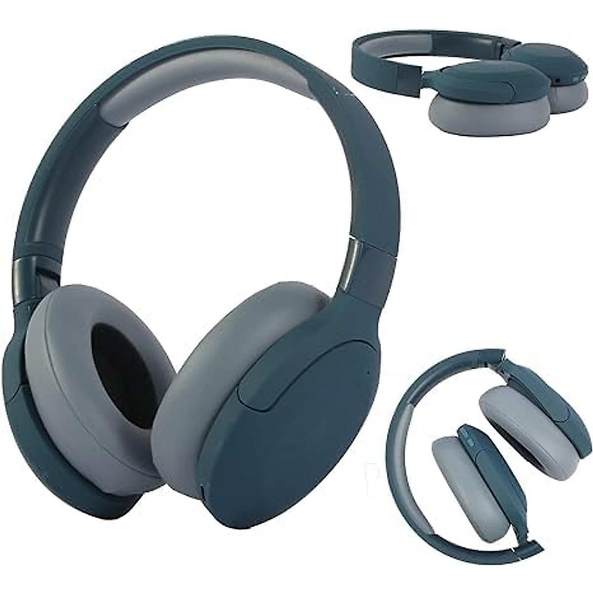 Bluetooth Headphones Over the Ear, Wired/Wireless Noise Cancelling headphones with Microphone, Hi-Fi Stereo Lightweight Comfortable Foldable Bluetooth Headsets for Pad Laptop PC Cellphone (Blue)