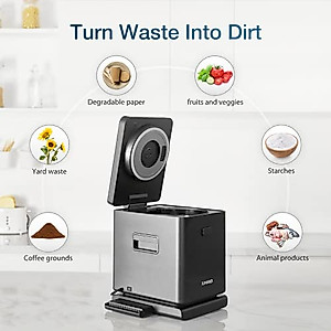 IUHAND Compost Bin Kitchen, Smart Waste Kitchen Composter, Electric Composter Indoor/Outdoor with Base, Food Cycler with 3L Capacity, Compost Machine for Countertop, Counter, Starry Gray