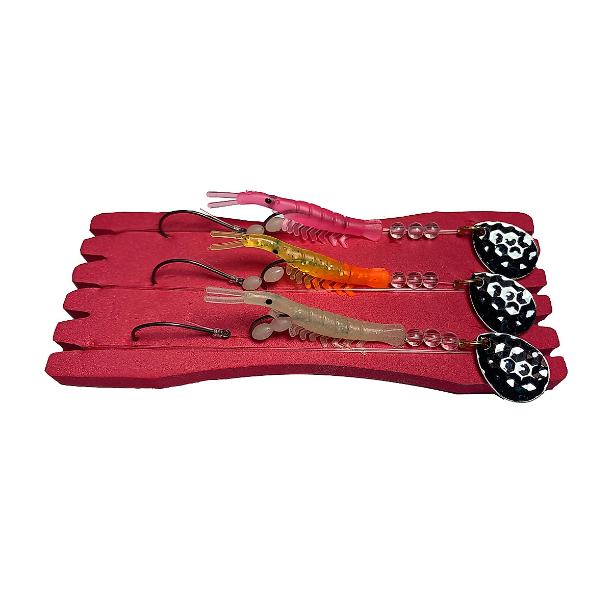 Loch Ness Tackle Micro Shrimp Lures Kokanee Trout UV Coated Luminous 1.7inch, Size 2, Orange,Green,Red, 18cm*10cm*2cm