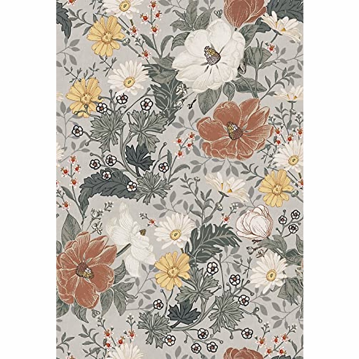 GLOW4U Peel and Stick Vintage Floral Contact Paper Wallpaper for Cabinets Walls Shelves Drawer Arts Crafts Decal 17.7X117 Inches