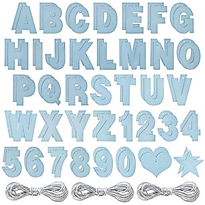 Blue Glitter Custom Banner Kit with 3x Letters Set, 2x Numbers 0-9, 10 Hearts, 10 Stars, DIY Pennant Garland for Birthday Party Decorations, Wedding Supplies (125 Pcs)