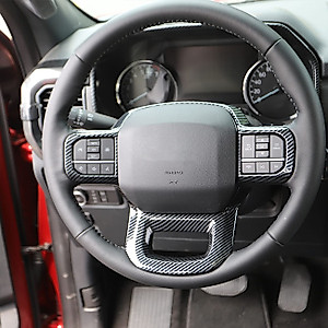 Korlot Carbon Fiber Outlook Steering Wheel Interior Cover Trim Accessories for Ford F150 2021+ for 2023 F250 F350 Super Duty for Expedition 2022+