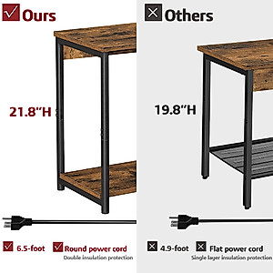 TUTOTAK Nightstand with Charging Station, End Table, Side Table with USB, 21.8”H Night Stand with Storage Shelf, Sofa Couch Table V1TB01BB025 (1 pc)