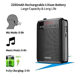 Voice Amplifier, Portable Microphone Speaker, Teacher Classroom Microphone, Bluetooth Headset Microphone Amplifier for Meeting Tour Guides