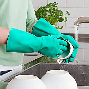 ThxToms Chemical Resistant Nitrile Gloves, Resist Household Acid, Alkali, Solvent and Oil, Latex Rubber Free, 1 Pair Medium