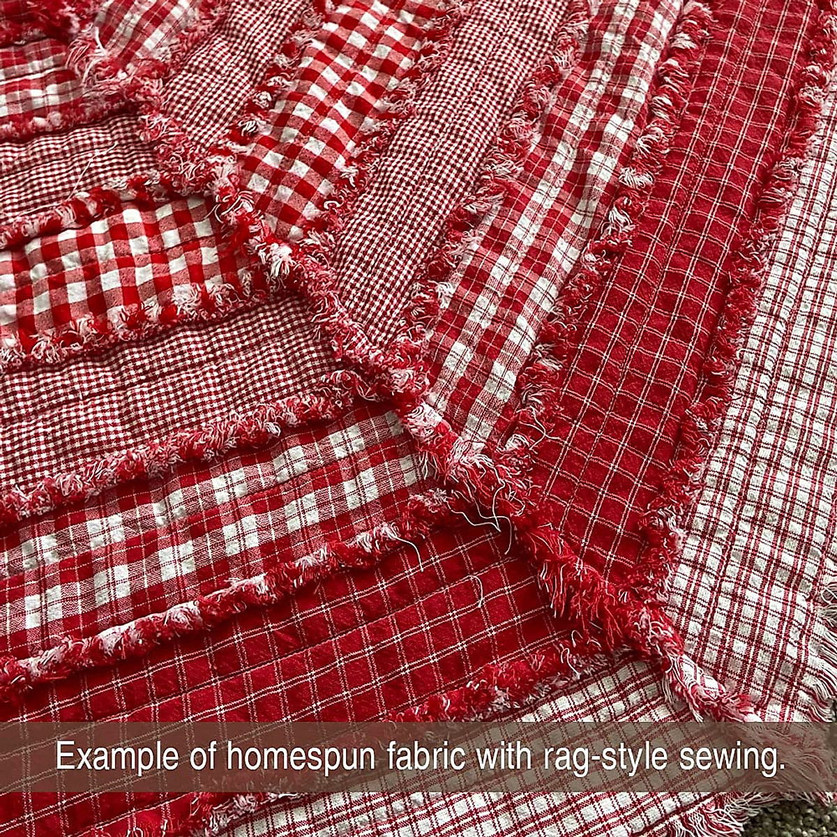 Perfect Red 6 Cotton Homespun Plaid Fabric by JCS - Sold by The Yard