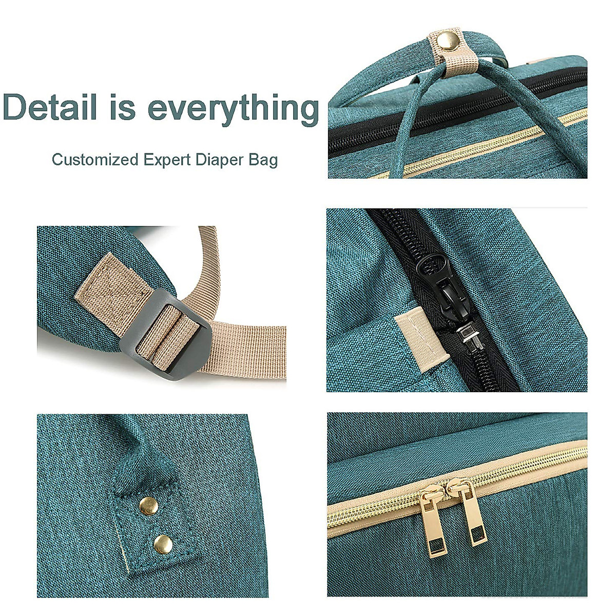 CYXG Personalized Diaper Bag with Name Embroidered Mommy Bag Backpack X-Large Foldable Stretchable