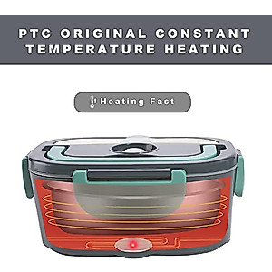 Electric Lunch Box, Electric Lunch Box Food Heater, 12V 24V 110V 3 in 1 Portable Food Warmer Heater for Car/Truck/Home with 1.5L Removable 304 Stainless Steel Container Fork/Spoon and Carry Bag