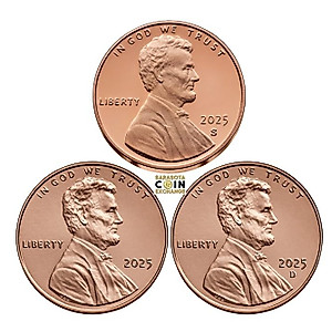 2025 Lincoln Penny Collection, S P D Mint Marks, Proof and Uncirculated Set, 3 Pieces