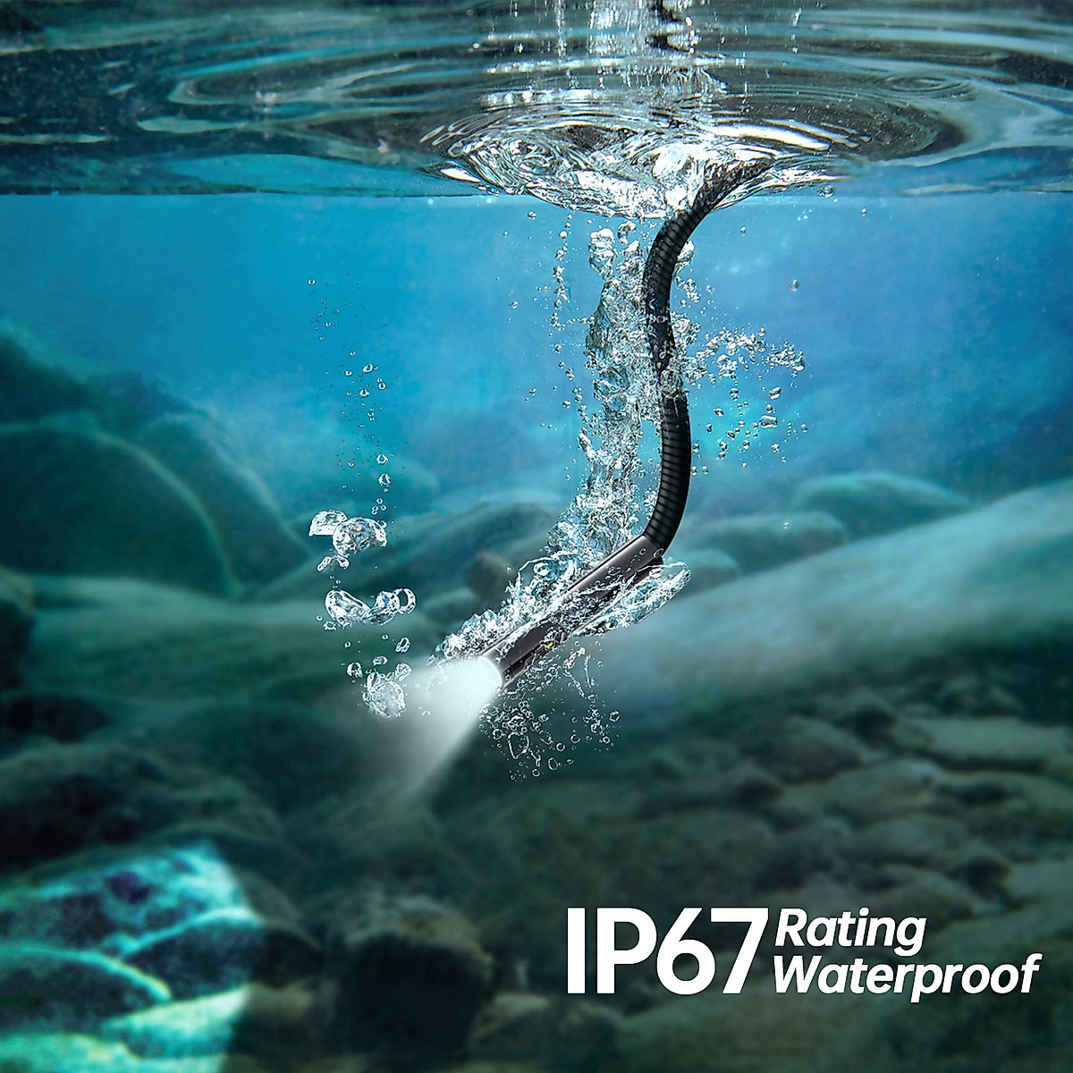 Triple Lens Endoscope Camera, Teslong Industrial Borescope Inspection Camera with Light, 16.5ft Flexible Automotive Scope Camera Snake Probe, Home Waterproof Fiber Optic Bore Cam for Sewer(5" IPS LCD)