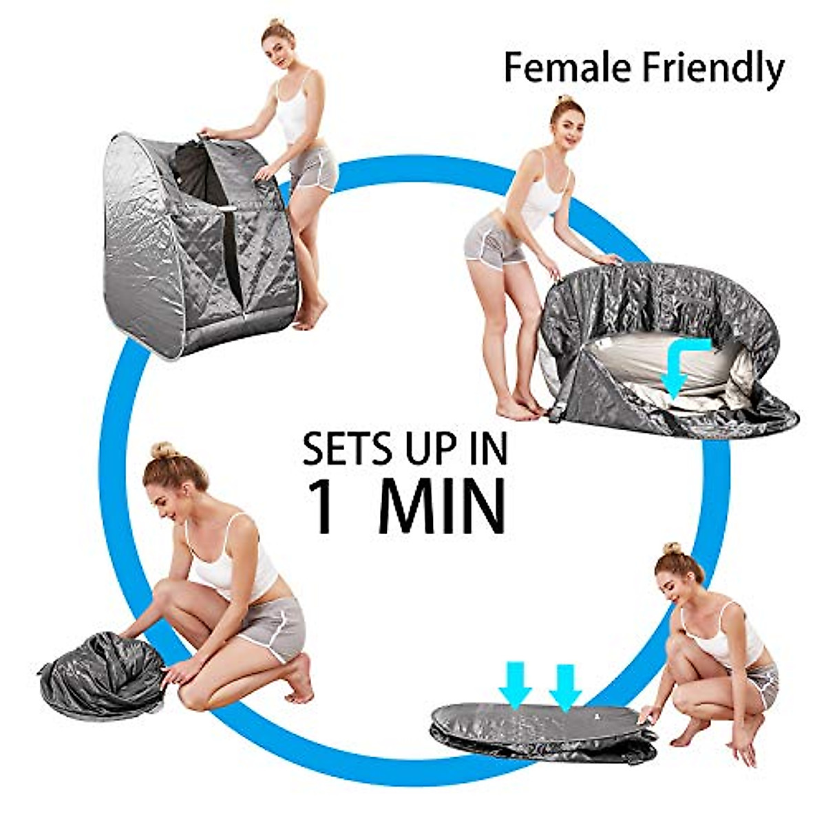 OPPSDECOR Portable Steam Sauna Spa, Personal Indoor Sauna Tent Remote Control&Chair&Timer Included, One Person Sauna for Therapeutic Relaxation Detox at Home