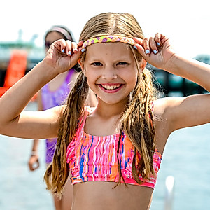 FROG SAC 4 Adjustable Braided Headbands for Girls, Rainbow Tie Dye Braid Hair Bands for Kids, Cute Girl Stretch Elastic Fashion Accessories for Children, Easter Basket Stocking Stuffers