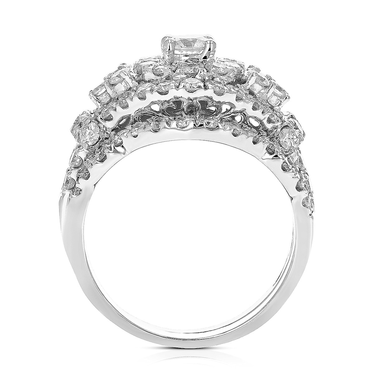 Vir Jewels 2 cttw Diamond Wedding Engagement Ring Set 14K White Gold Cluster Bridal Design Size 6