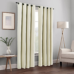 Home Soft Things Serenta 4 Piece Grommet Darkening Thermal Insulated Blackout Window Panel Curtain Set, 2 Curtains and 2 Tiebacks, 54" x 63", Beige