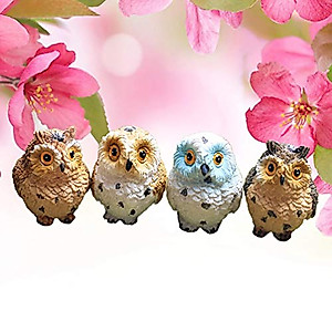 DOITOOL 8pcs Miniature Owl Animal Figurines Miniature Garden Ornaments Fairy Garden Figurines Bonsai Micro Landscape Decoration