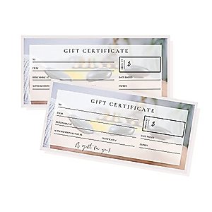 Blank Gift Certificates | 30 Pack | 3.75 x 8.25" inch Size Gift Card | Massage Therapy Supplies | Spa Supplies | Small Business Gift Certificate | Massage Therapy Hot Stone Design