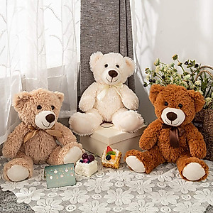 MorisMos 3 Packs Teddy Bears Bulk Stuffed Animals, Cute Small Teddy Bear Plush Toys, Little Stuffed Bear for Kids on Centerpiece Baby Shower, 14 Inches