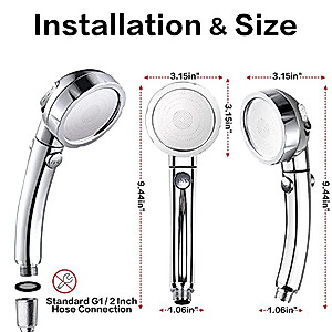 Nosame Shower,High Pressure Handheld Shower Head with ON/Off Pause Switch 3-Settings Water Saving Showerhead, Chrome Finish Bathroom 1.6 GPM Shower Accessorie