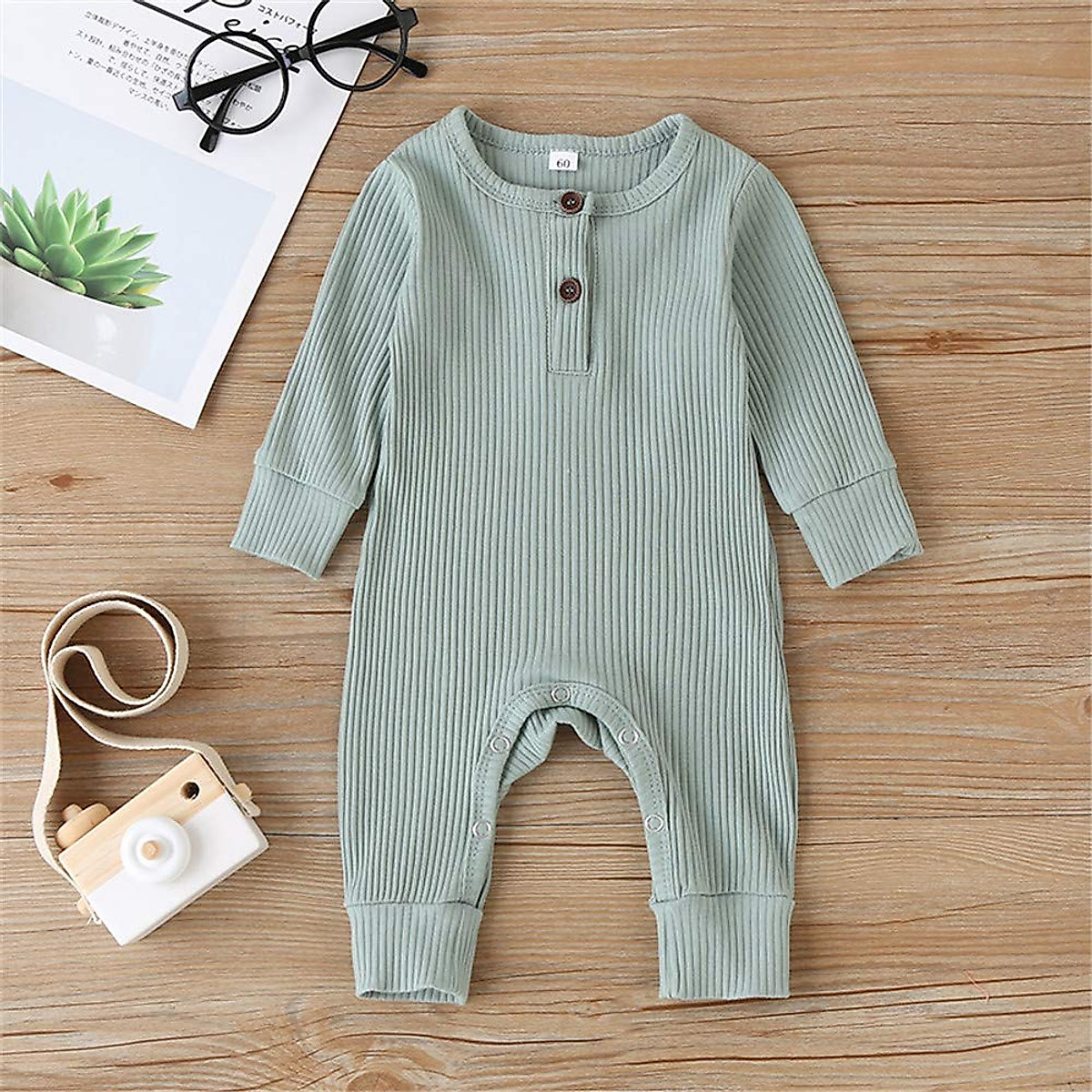 niceclould Newborn Baby Boy Girl Knitted Romper Jumpsuit Solid Long Sleeve Legging Bodysuit Playsuit Clothes Winter 0-18M (Light Green, 0-3 Months)