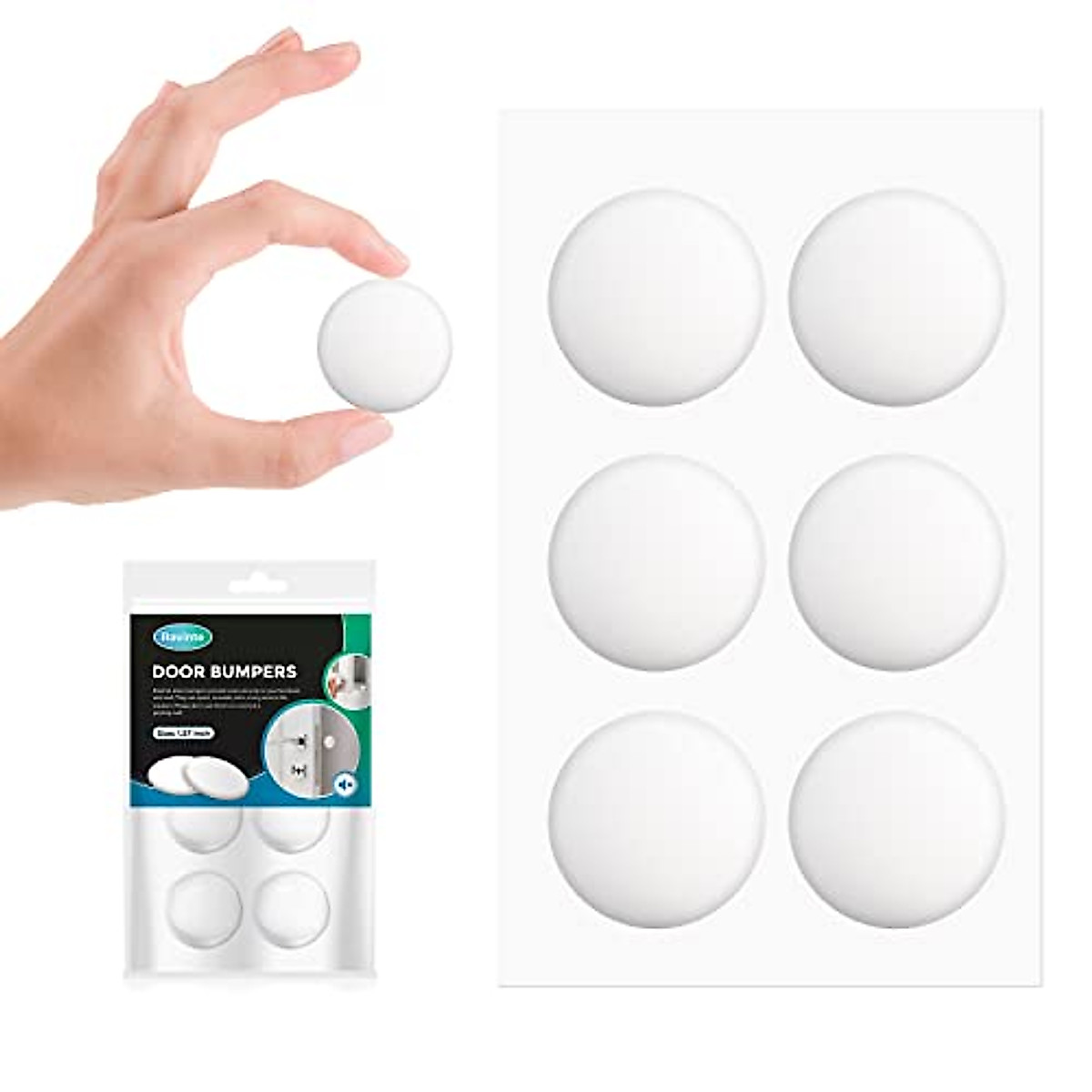 Ravinte Door Stopper Wall Protector 1.57" (12 PCS) Door Bumpers for Walls Self Adhesive Door Handle Bumpers for Kitchen Cabinets (White)