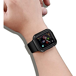 [2 Pack] Compatible for Apple Watch 42mm Series3/2/1 Tempered Glass Screen Protector with Hard Black Case, YMHML Full Coverage Easy Installation Bubble-Free Cover for iWatch Accessories