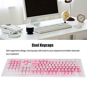 Gaming Keyboard Keycaps, 104 Keys Pink White Ergonomic PBT Typewritter Gaming Keyboard Keycaps Opaque Side Dip Dyeing Process DIY Keycap,for Most 61/87/104 Key Mechanical Keyboard
