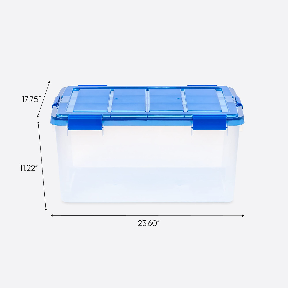Iris 4Pack 62qt WEATHERPRO Airtight Plastic Storage Bin with Lid and Seal and Secure Latching Buckles