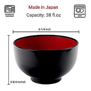 JapanBargain, Japanese Plastic Soup Bowl for Ramen Udon Pho Noodle Poke Cereal Bowl Microwave and Dishwasher Safe Made in Japan (1, 38oz)
