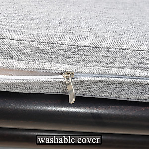 Bay Window Seat Cushions Indoor Furniture 60x14 Inch Non Slip Washable Kitchen Dining Bench Cushion with Zipper, Light Grey