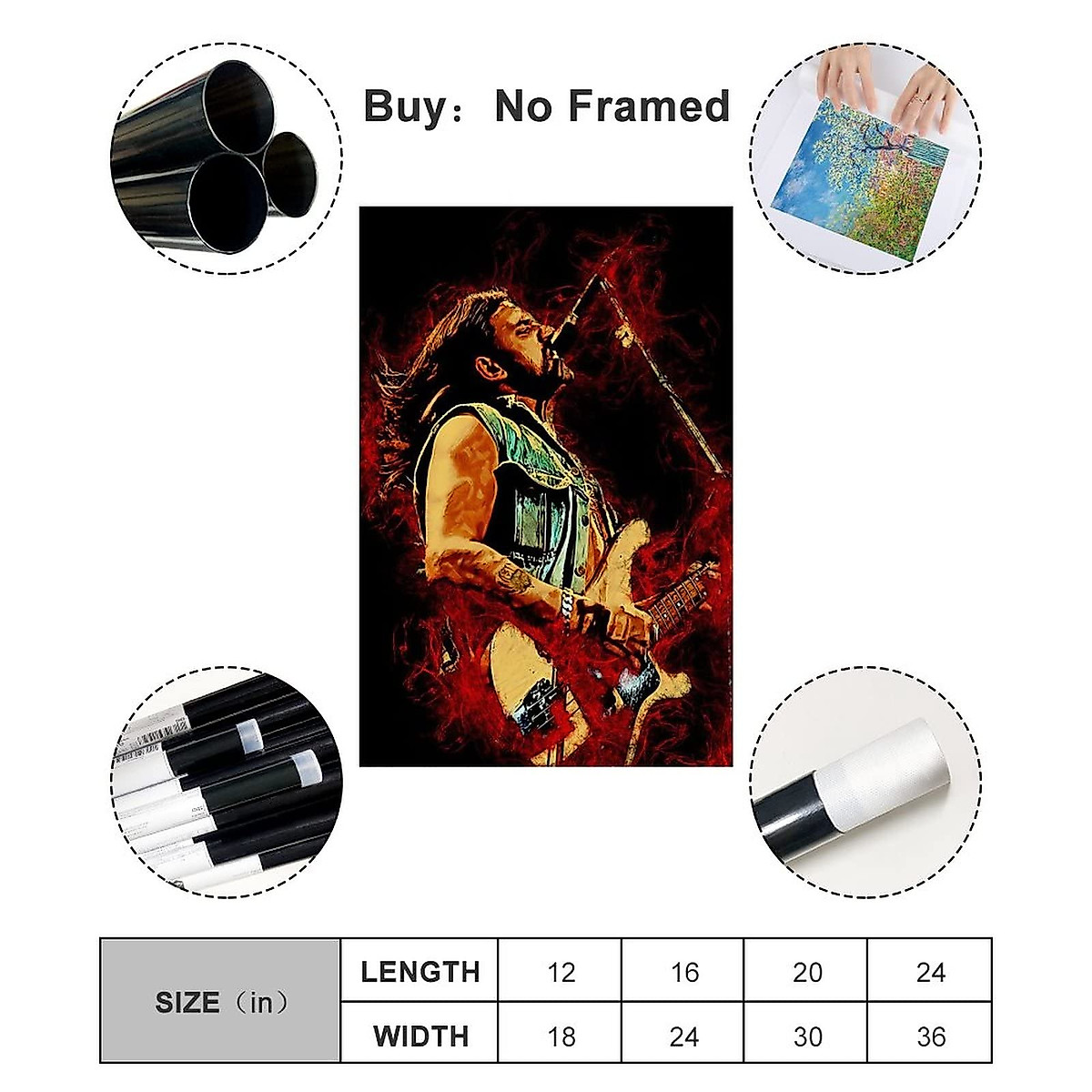 UHV Lemmy Kilmister Singing Poster Decorative Painting Canvas Wall Posters and Art Picture Print Modern Family Bedroom Decor Posters 16x24inch(40x60cm)