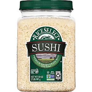 RiceSelect Sushi Rice for Sushi and Japanese Food, Premium Gluten-Free Short-Grain Rice, Non-GMO, 32-Ounce Jar