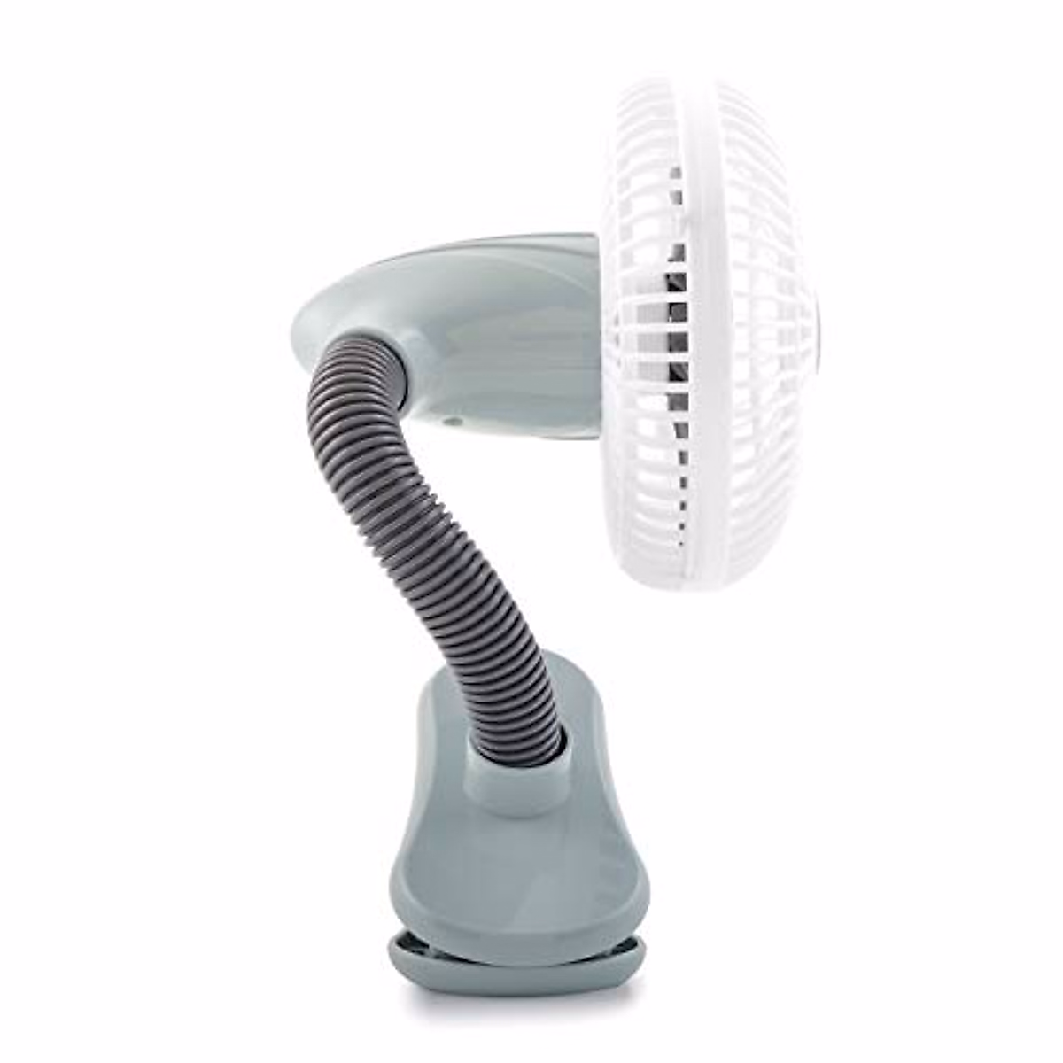 O2COOL 4 Inch Clip On Stroller Fan, Portable Battery Operated for Outdoor, Car Seat and Baby Crib. Flexible Neck and Adjustable Head for Multi-directional Cooling (Grey)