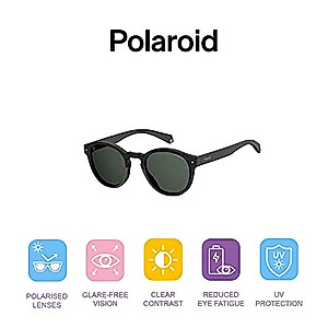Polaroid Sunglasses unisex adult Pld6042/S Sunglasses, Black, 49 mm US