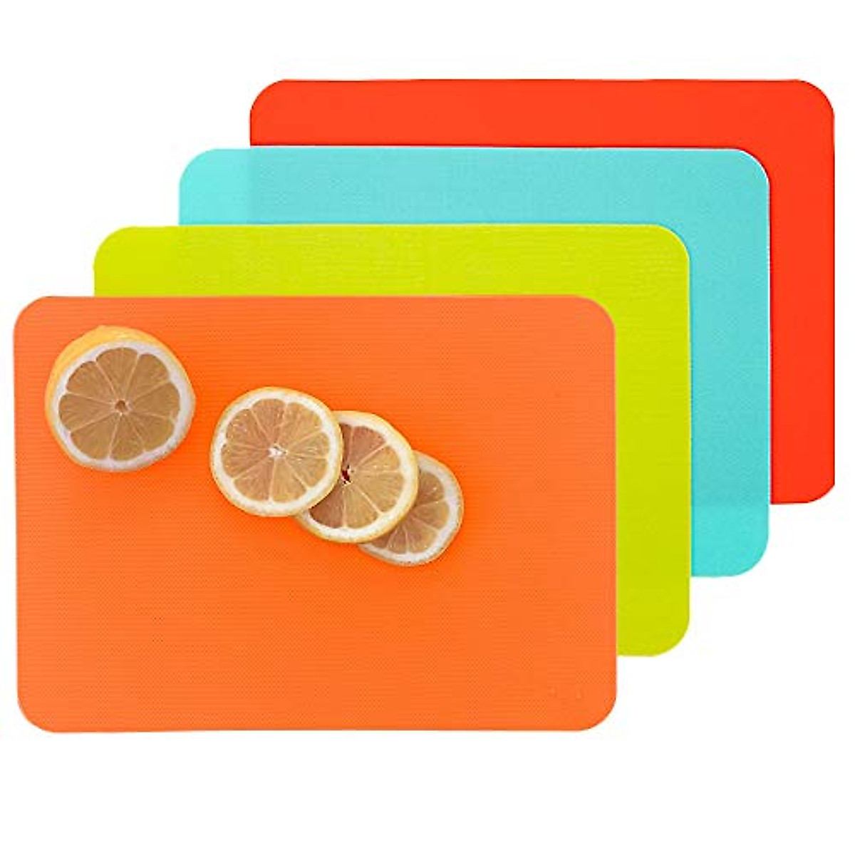 Simply Genius Plastic Cutting Boards for Kitchen - Color Coded Chopping Board Set - Flexible Cutting Mats for Meat & Vegetables - Dishwasher Safe, Non-Slip, BPA Free (4-Pack Multicolor, 8"x11")