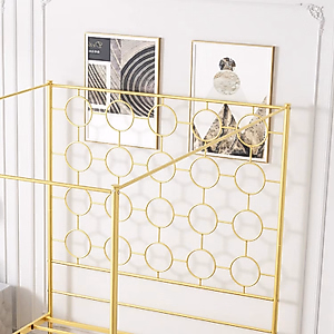 PAUKIN Gold Metal Canopy Bed Frame Queen/Mattress Foundation with Steel Slat Support/No Box Spring Needed/Easy Assembly, Queen