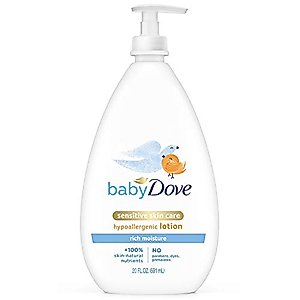 Baby Dove Sensitive Skin Care Body Lotion For Delicate Baby Skin Rich Moisture With 24-Hour Moisturizer, 20 fl oz (Package May Vary)