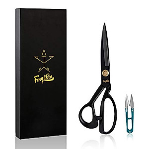 Sewing Scissors Professional 10 inch Heavy Duty Fabric Shears for Tailoring Leather Cloth Black Industrial Strength High Carbon Steel Tailor Shears for Home Office Dressmakers(Right-Handed) (10inch)