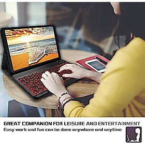 REAL-EAGLE Galaxy Tab S8 2022/ S7 2020 11 Inch Backlit Keyboard Case, 7 Color Backlight Detachable Wireless Keyboard with Filo Case Fit Samsung Galaxy Tab S8/ S7 SM-X700/X706/T870/T875/T876,Black