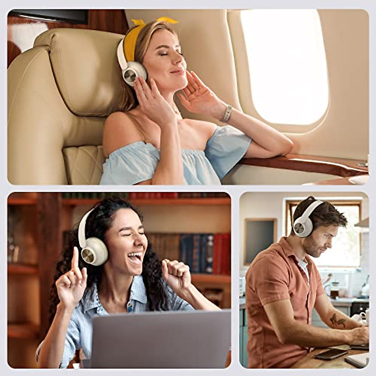 V8 Bluetooth Headphones, 80 Hours Playtime Wireless Headphones with Deep Bass,Lightweight Foldable Headphones Built-in Mic,HiFi Stereo Sound for Travel Work Laptop PC Cellphone