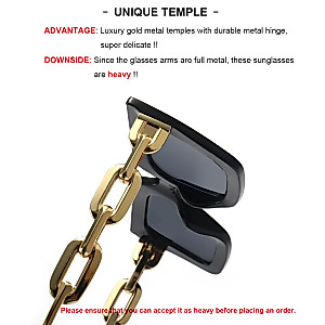 Gleyemor Trendy Oversized Square Sunglasses for Women, Retro Womens Luxury Large Sun Glasses UV400 Protection (Black/Grey)